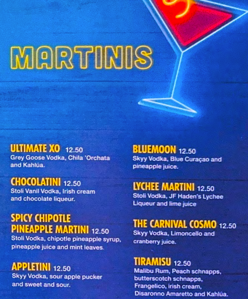 ATRIUM BAR MENUS – SemiProCruiser
